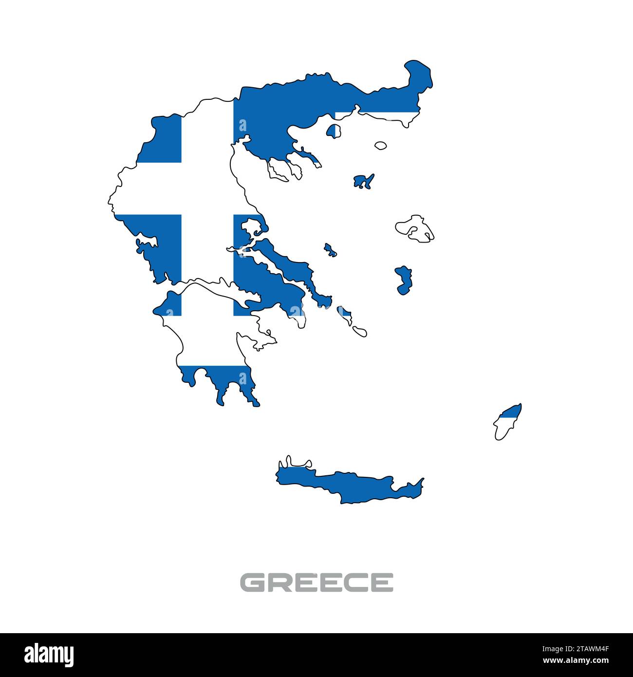 Vector illustration of the flag of Greece with black contours on a ...