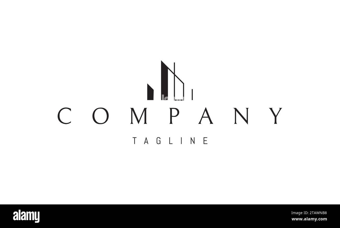 A vector logo with an abstract image of a symbol of modern monolithic ...