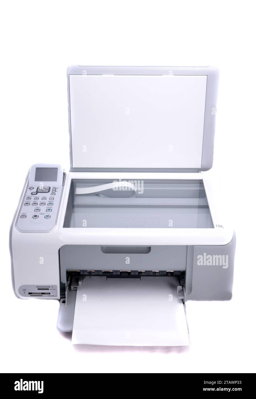 Multifunction printer isolated in white background Stock Photo - Alamy