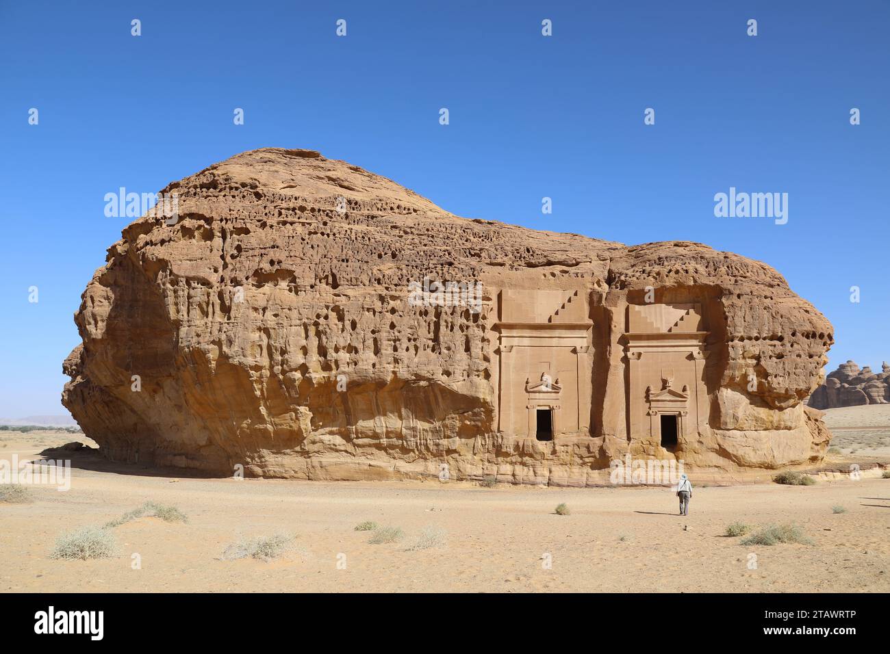 Nabatean tombs at Hegra in the ancient Middle Eastern city of Al Ula in ...