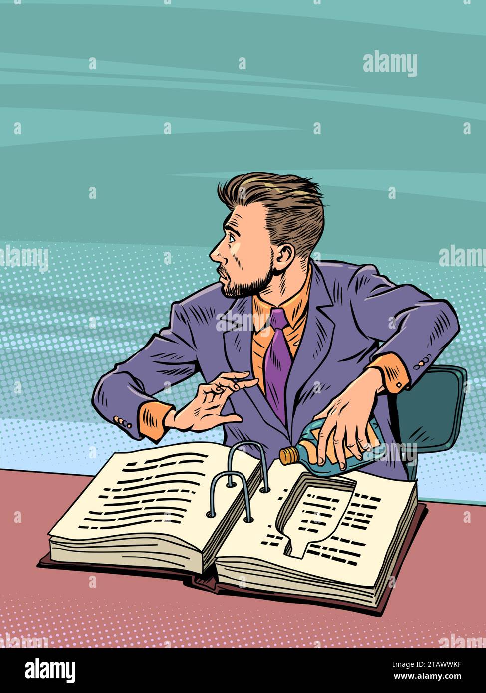 Wine bottle book glass Stock Vector Images - Alamy