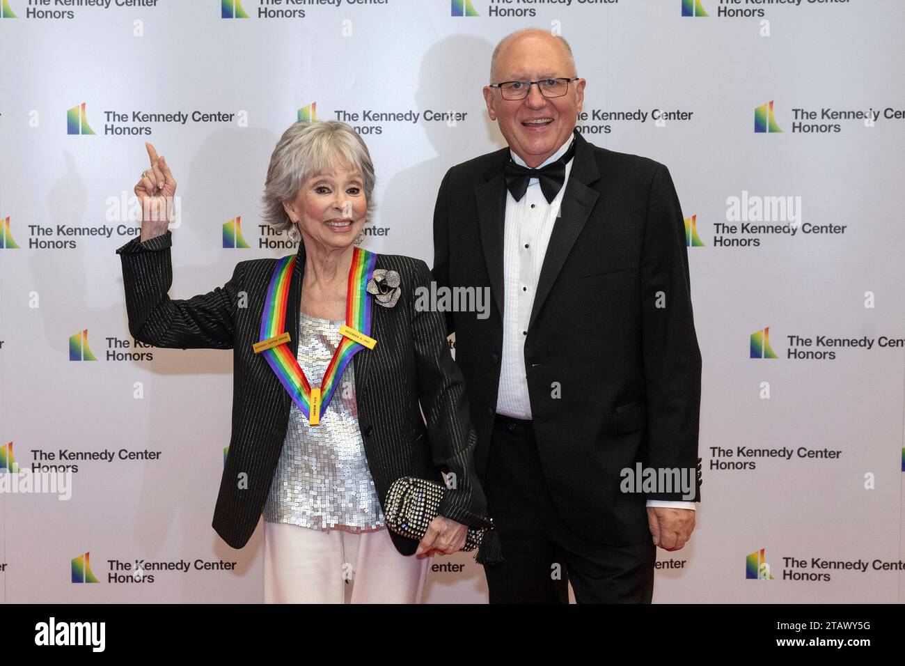 Former Kennedy Center Honoree Rita Moreno and her guest John Ferguson ...