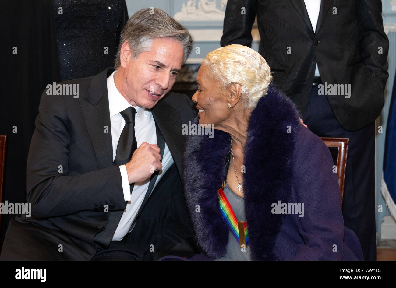 United States Secretary of State Antony Blinken, left, converses with ...