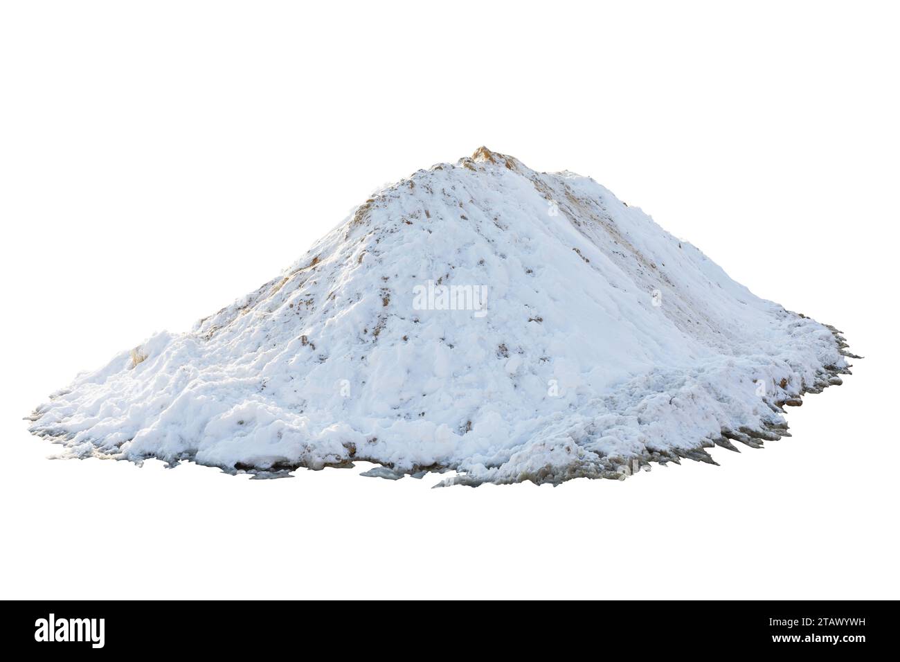 Pile of snow with sand and mud with light on a sunny day isolated on ...