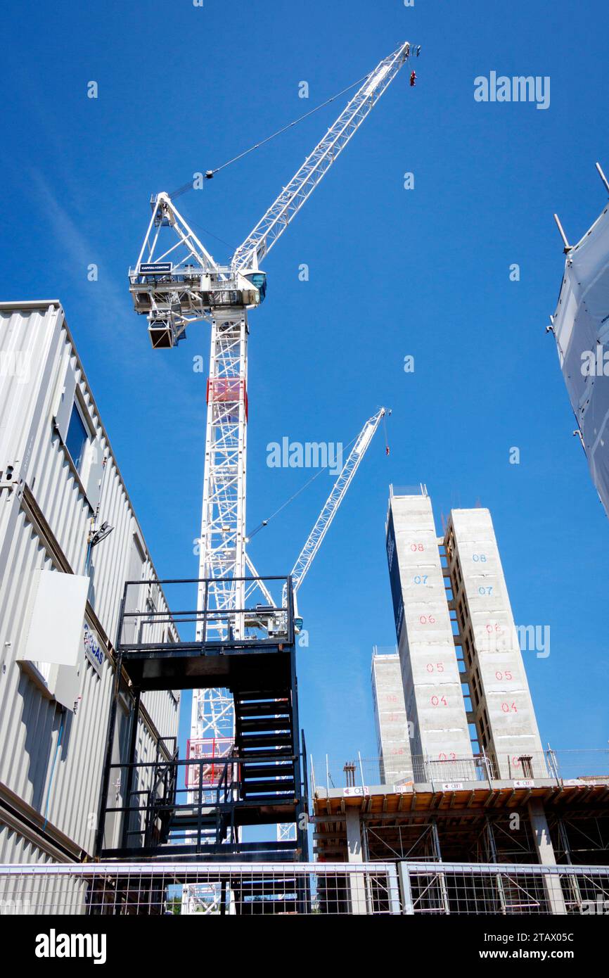 two construction cranes new urban quarter the goods yard developers ...