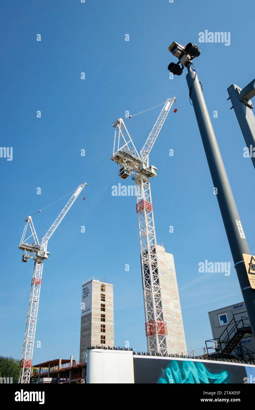 two construction cranes new urban quarter the goods yard developers ...