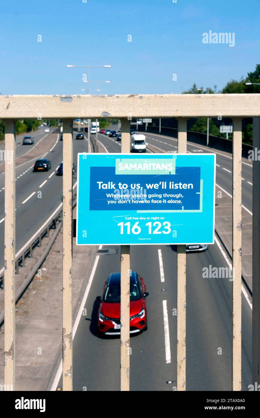 sign over the A500 dual carriageway in stoke on trent, samaritans ...