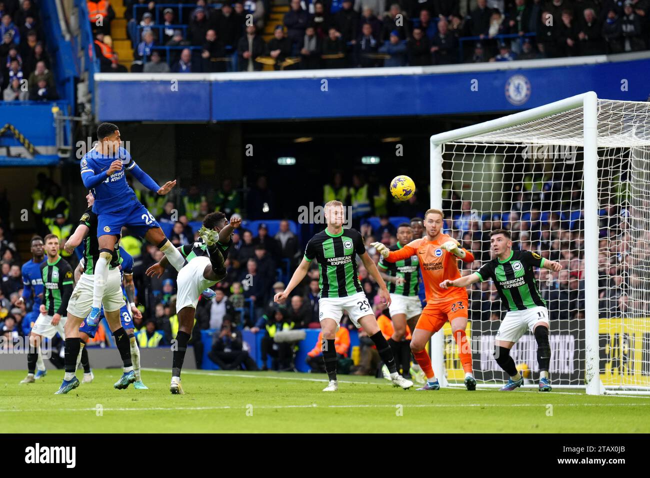 Chelsea's Levi Colwill scores their side's second goal of the game ...