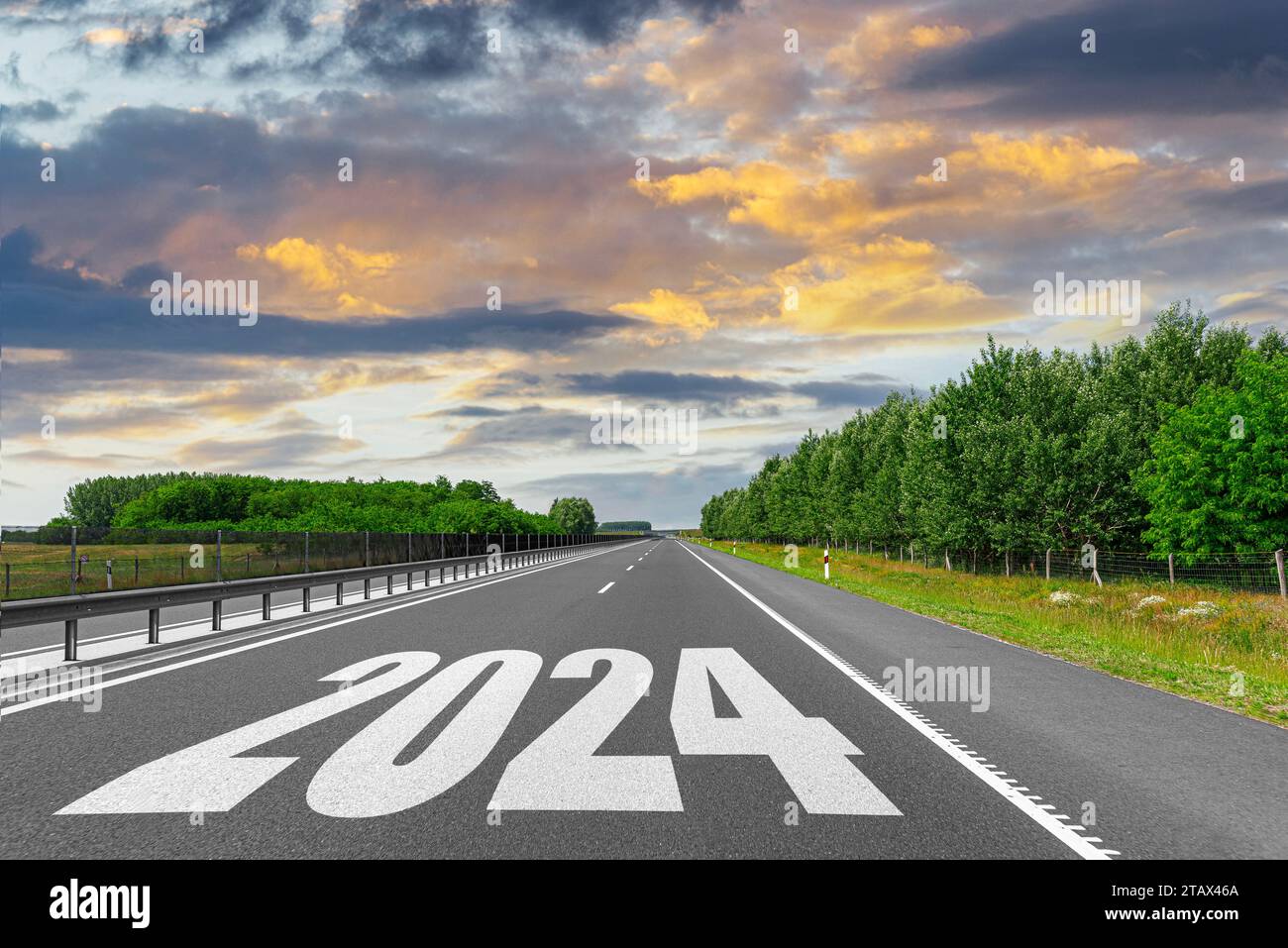 Empty road asphalt and New year 2024 concept Stock Photo - Alamy