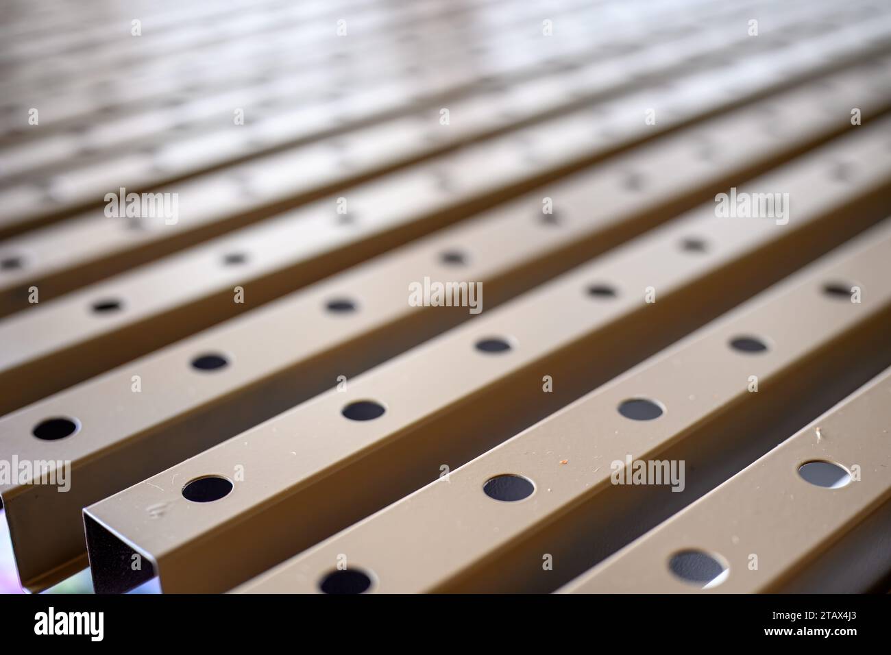 Rows of permanent holiday light metal channels to be installed Stock ...