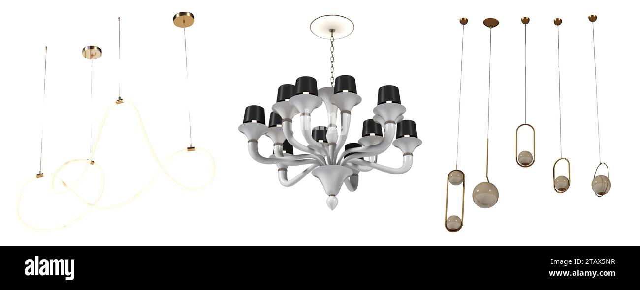 chandelier on the ceiling isolated on white background, hanging lamp ...