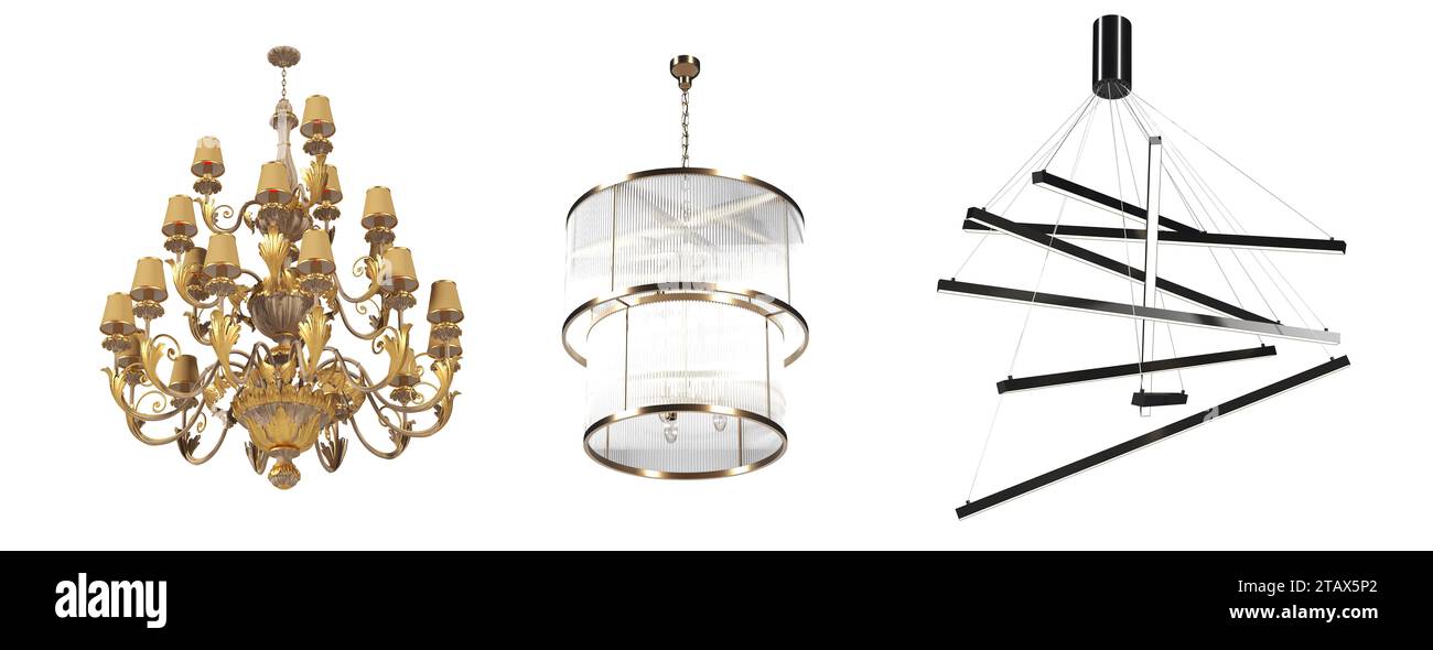 chandelier on the ceiling isolated on white background, hanging lamp ...