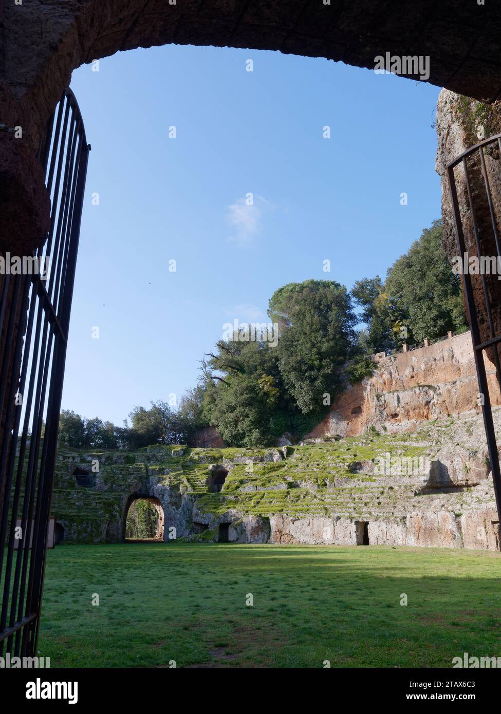Roman amphitheater in the town of Sutri as seen from entrance gate ...