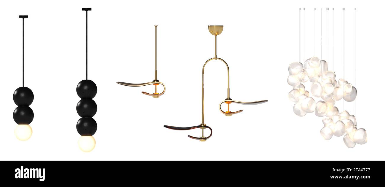 chandelier on the ceiling isolated on white background, hanging lamp ...