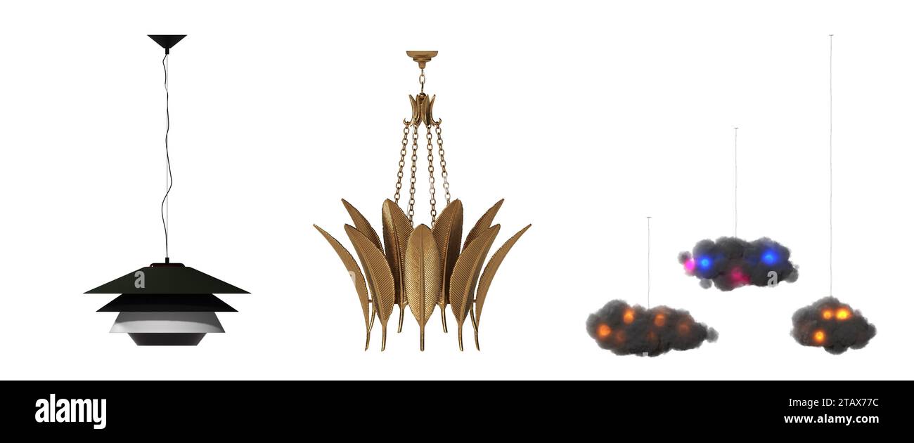 chandelier on the ceiling isolated on white background, hanging lamp ...