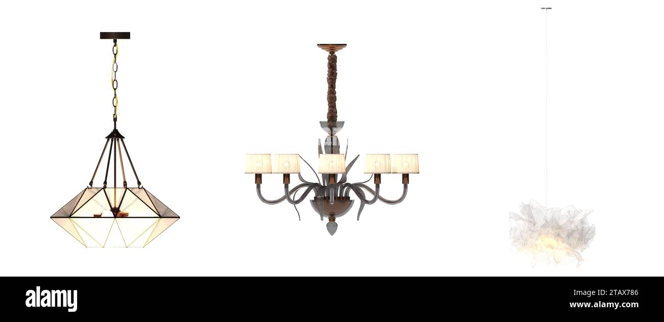 chandelier on the ceiling isolated on white background, hanging lamp ...