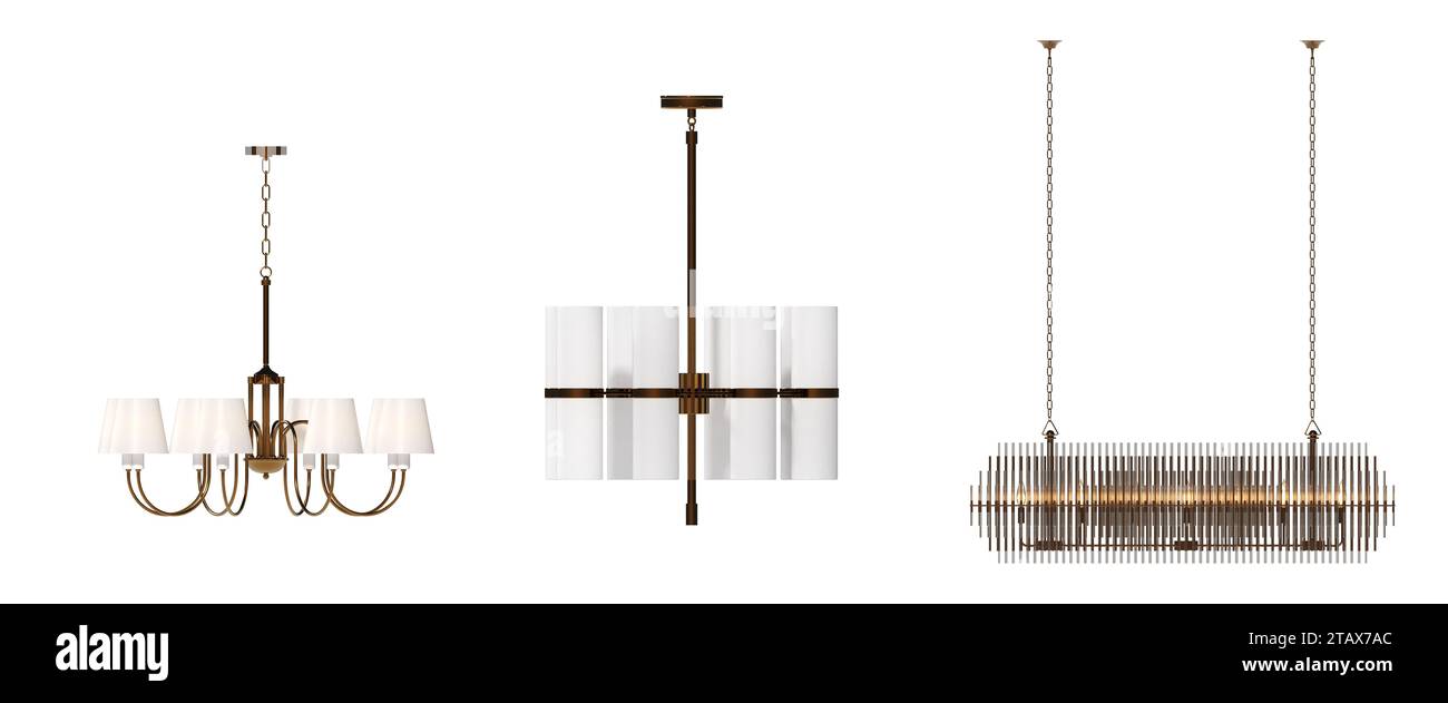 chandelier on the ceiling isolated on white background, hanging lamp ...