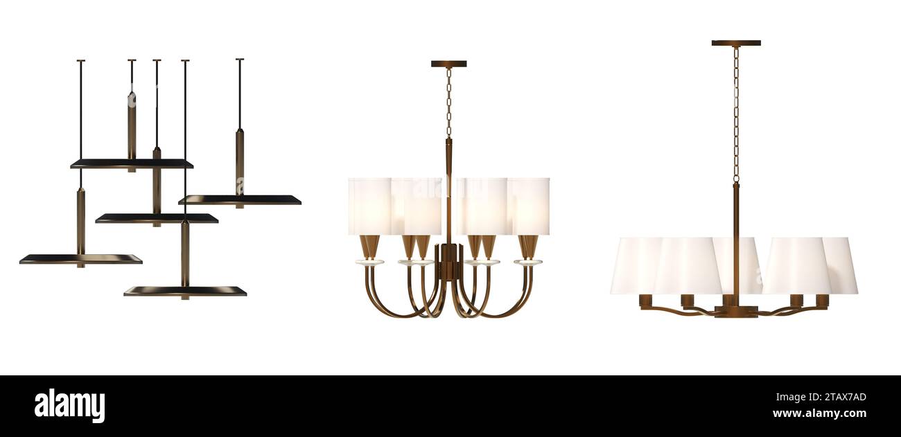 chandelier on the ceiling isolated on white background, hanging lamp ...