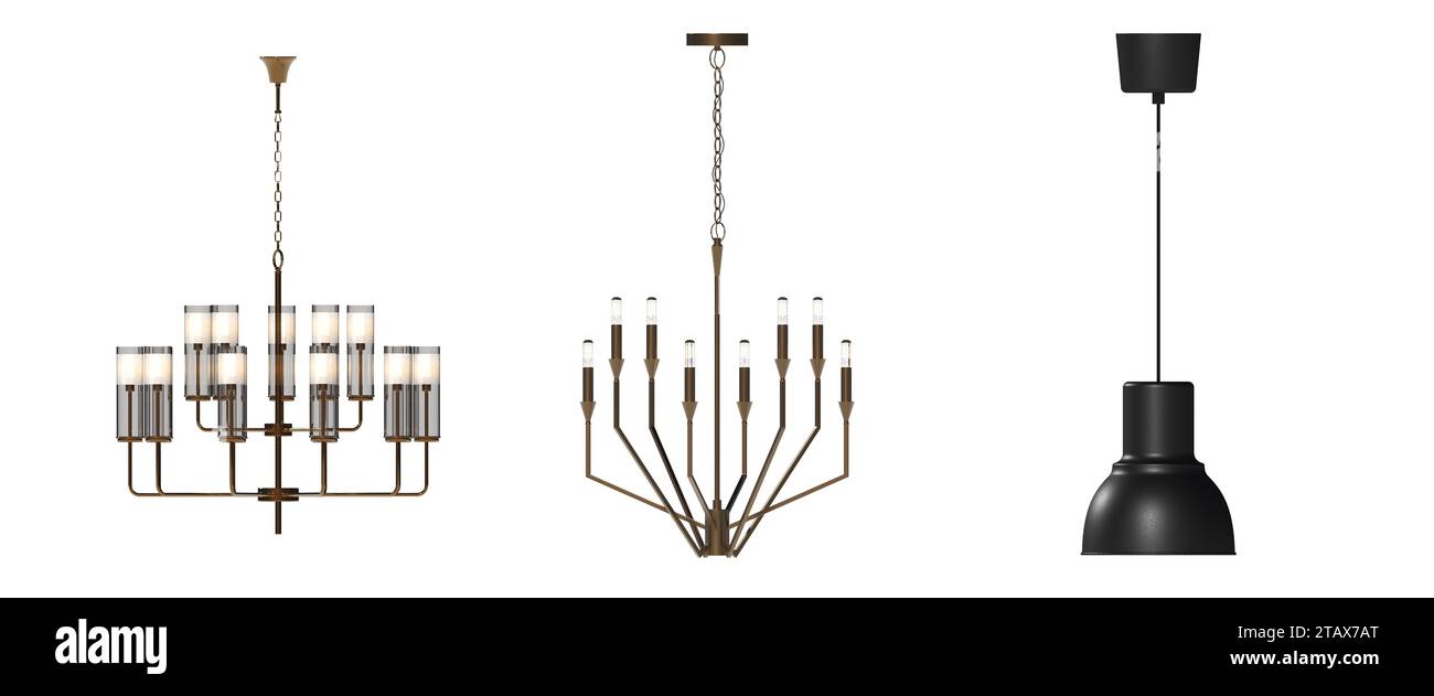 chandelier on the ceiling isolated on white background, hanging lamp ...