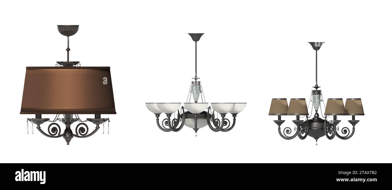 chandelier on the ceiling isolated on white background, hanging lamp ...