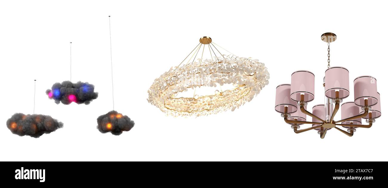 chandelier on the ceiling isolated on white background, hanging lamp ...