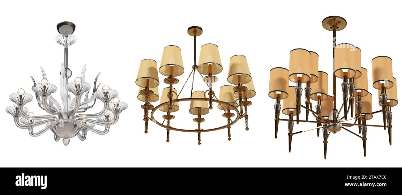 chandelier on the ceiling isolated on white background, hanging lamp ...