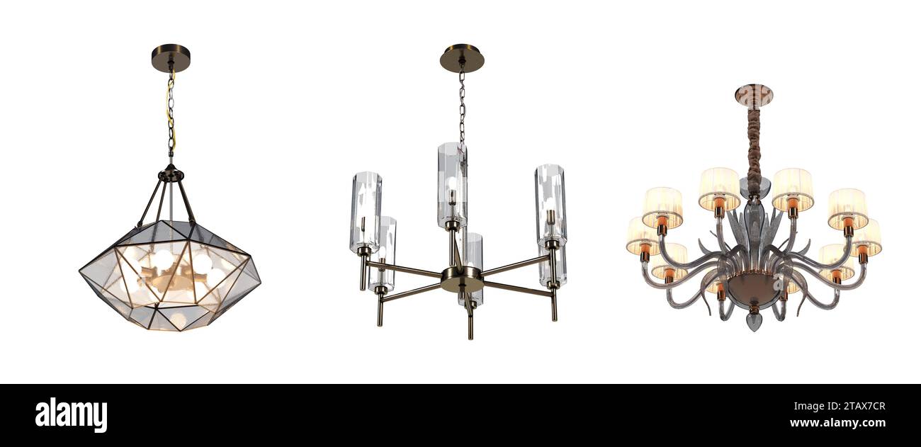 chandelier on the ceiling isolated on white background, hanging lamp ...