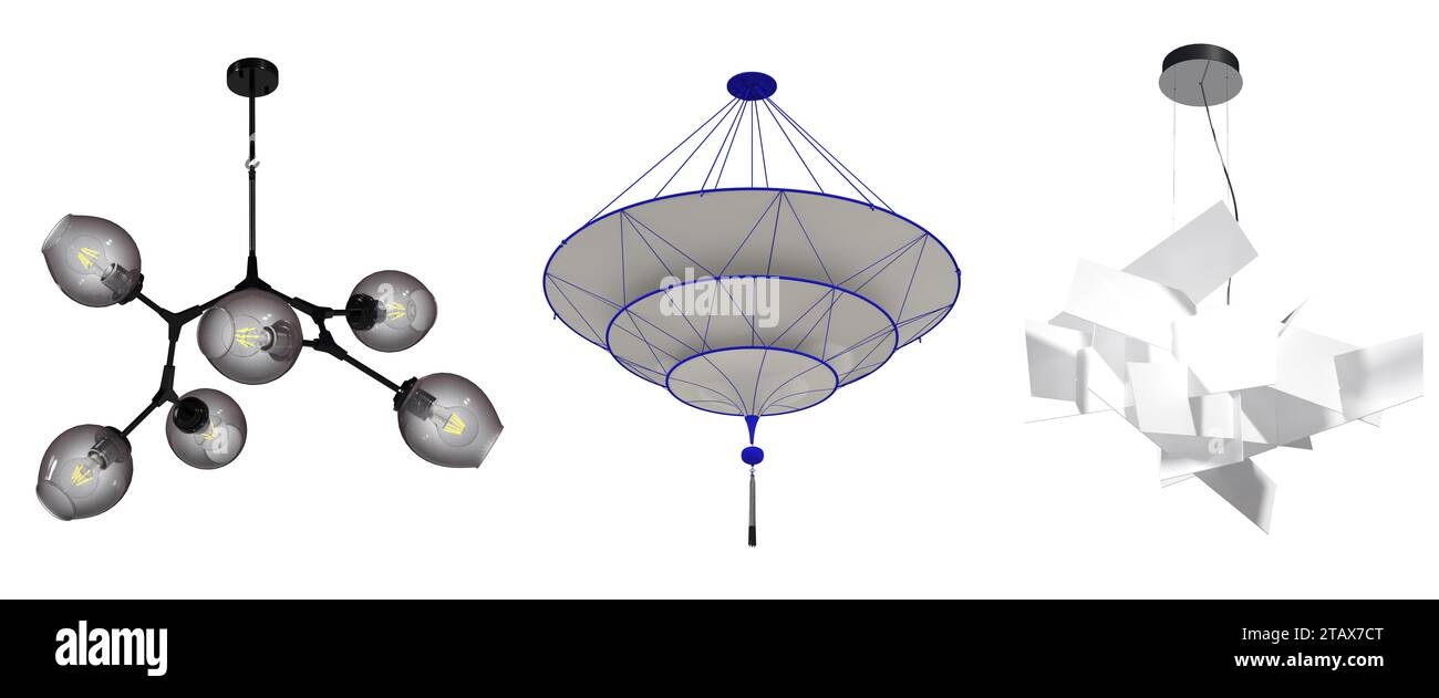 chandelier on the ceiling isolated on white background, hanging lamp ...