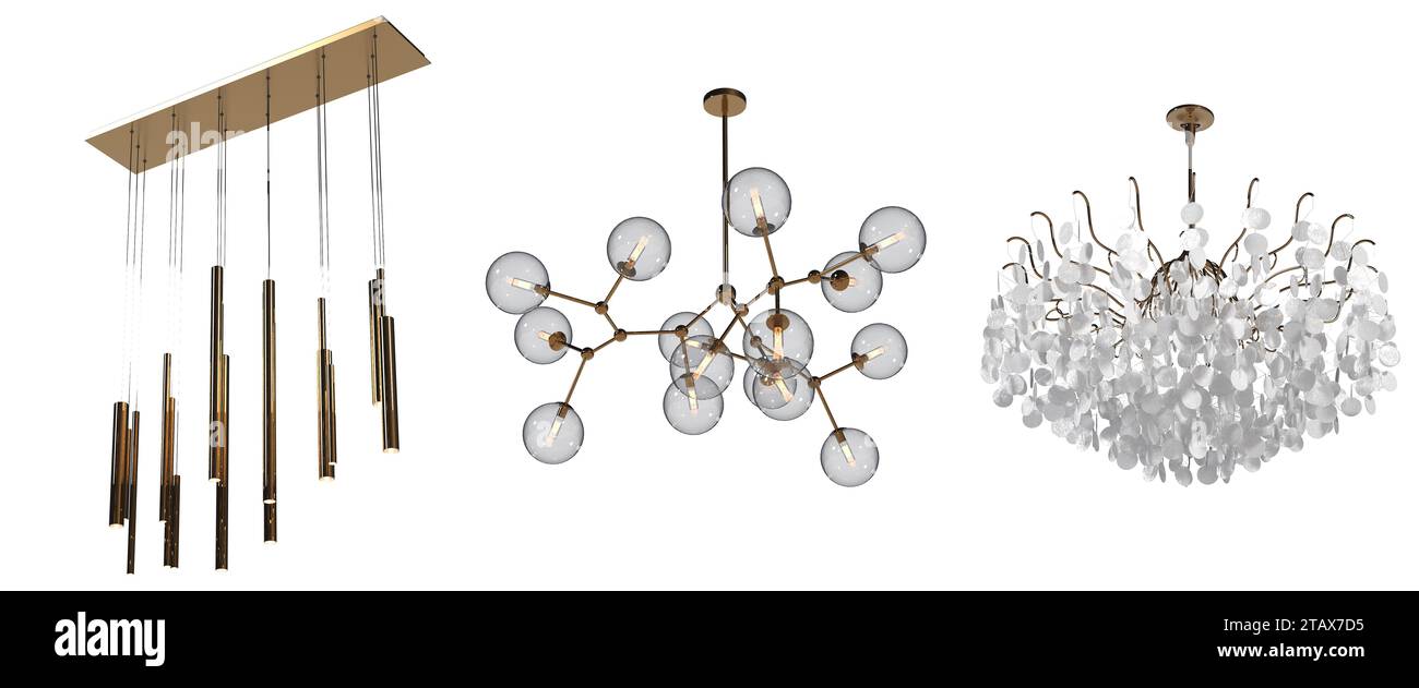 chandelier on the ceiling isolated on white background, hanging lamp ...