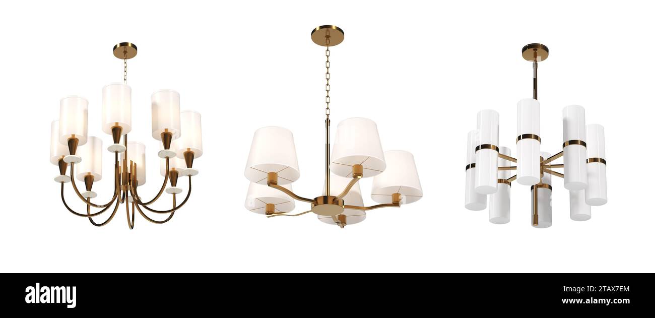 chandelier on the ceiling isolated on white background, hanging lamp ...