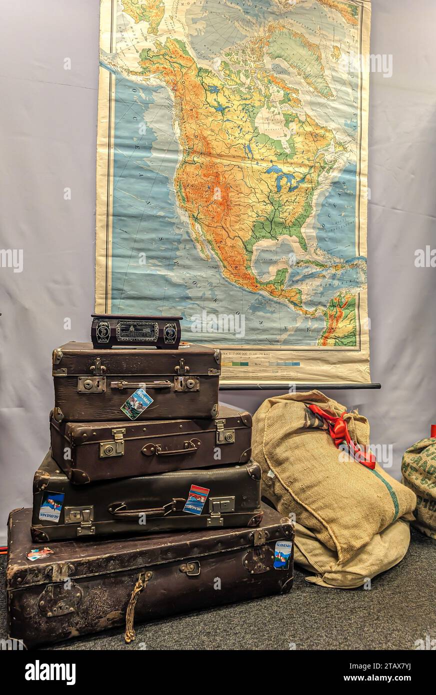 Vintage Pile Ancient Suitcases Form of Tower Design Concept Travel ...