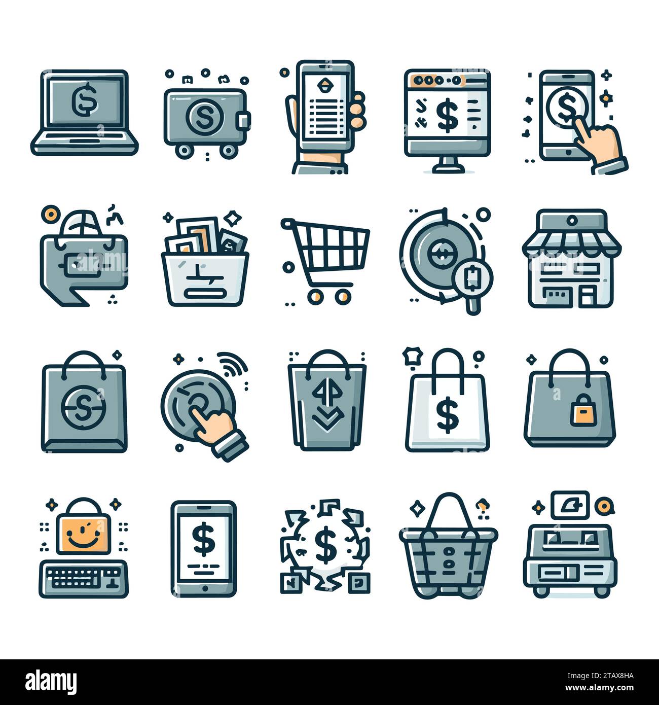 Icons for e-commerce and shopping. Line icons for online shopping ...