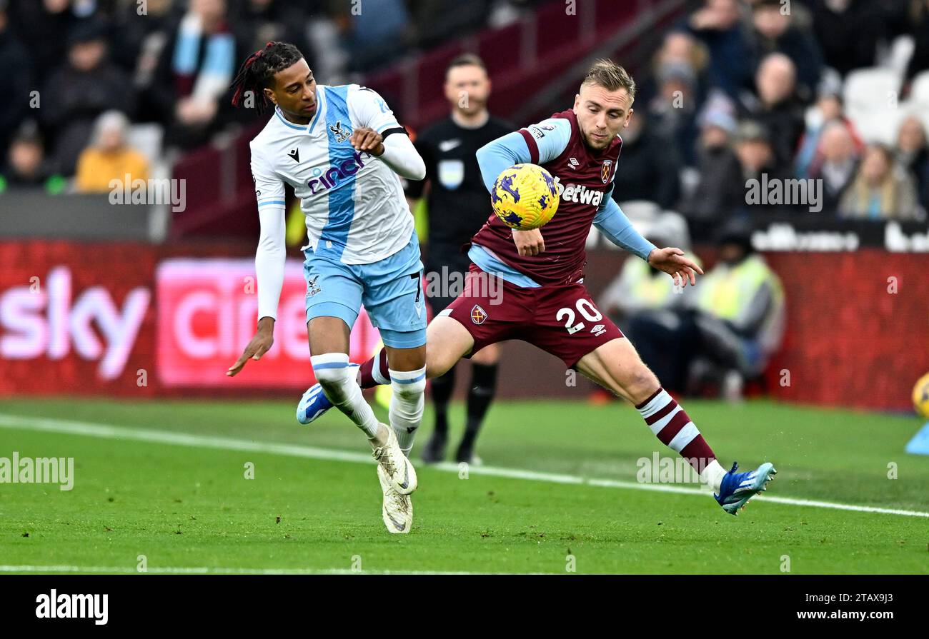 London, UK. 3rd Dec, 2023. Jarrod Bowen (West Ham) and Michael Olise ... London, UK. 3rd Dec, 2023. Jarrod Bowen (West Ham) and Michael Olise ...