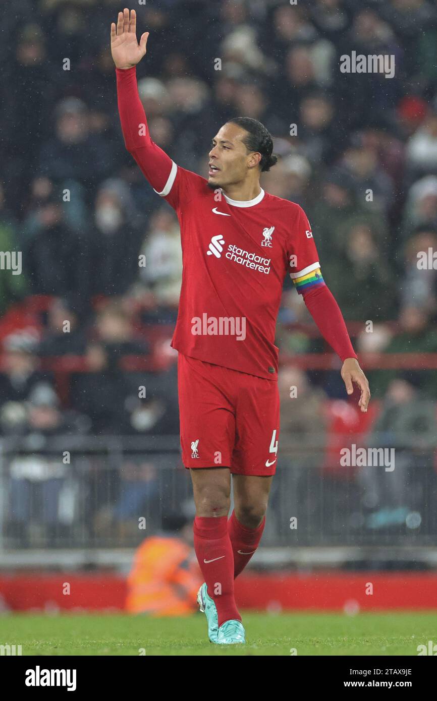 Virgil van Dijk #4 of Liverpool during the Premier League match ...