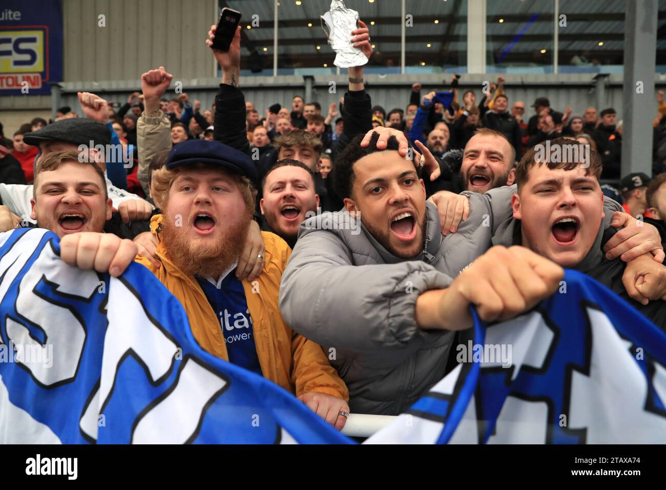 Eastleigh fans celebrate following victory after the final whistle in ...
