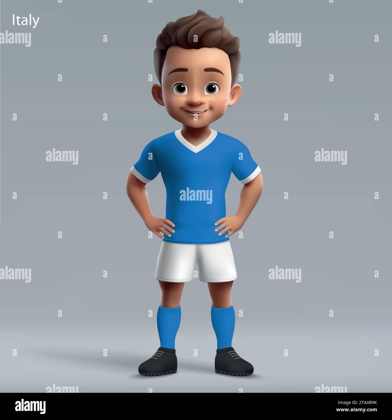 3d cartoon cute young rugby player in Italy national team kit. Rugby ...