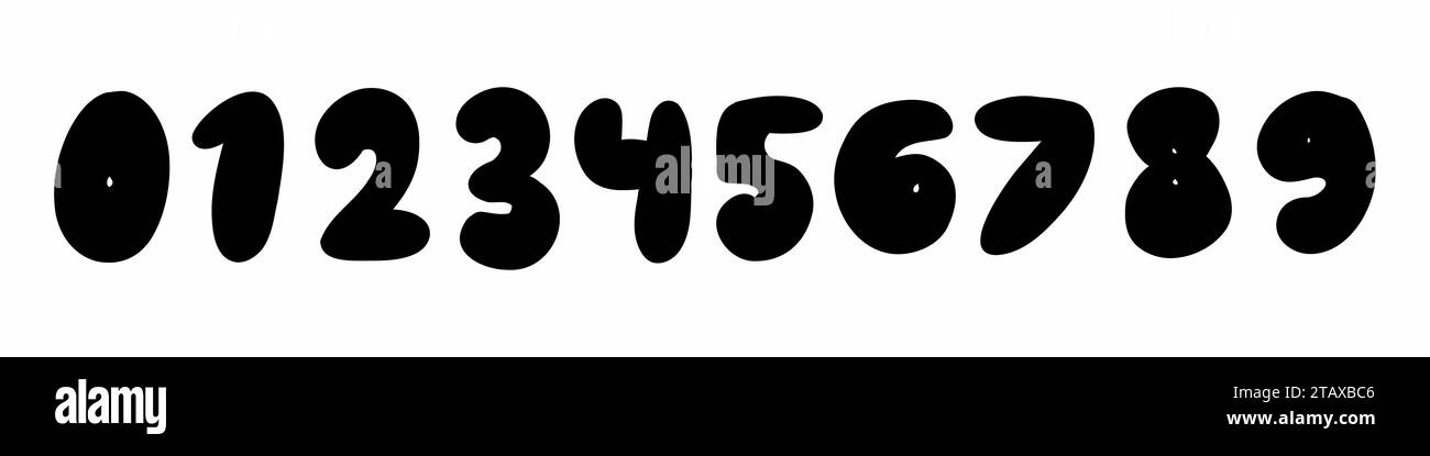 Comic bubble black digits numbers font from 0 to 9 font set. Vector ...