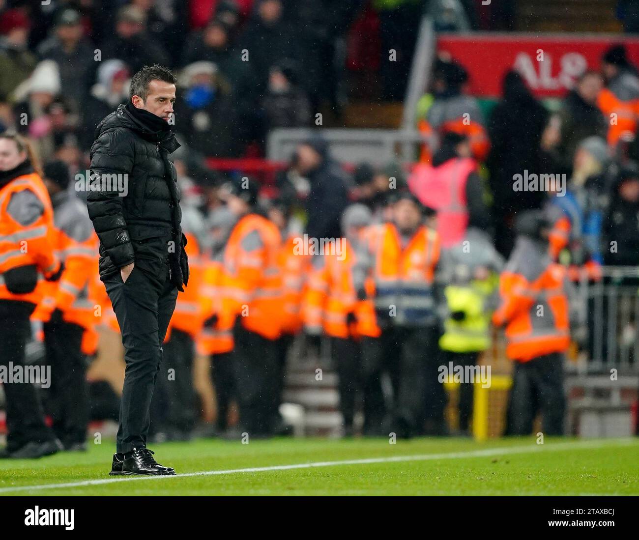 Fulham manager Marco Silva shows his dejection during the Premier ...
