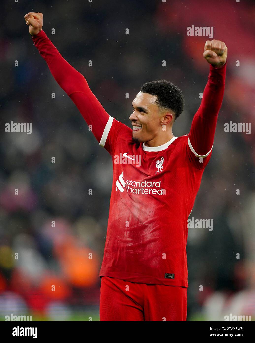 Liverpool's Trent Alexander-Arnold celebrates after the Premier League ...