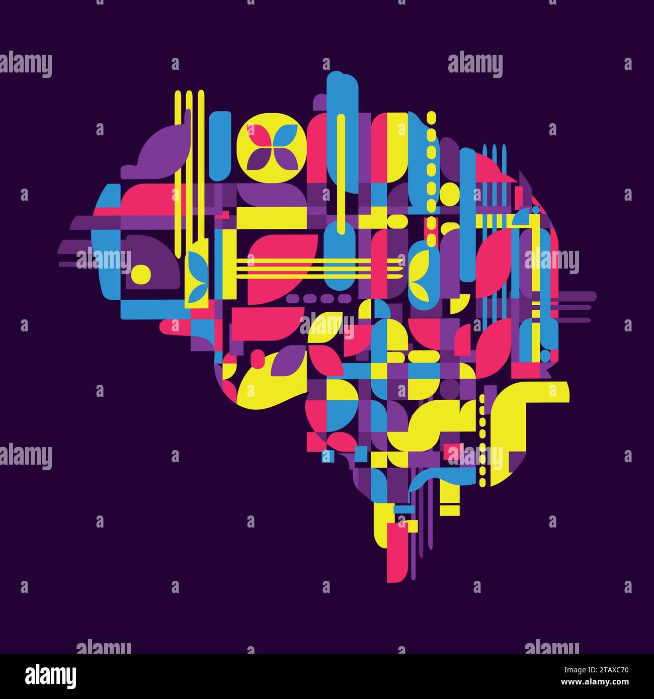 Abstract Human brain from different geometric shapes.Vector ...