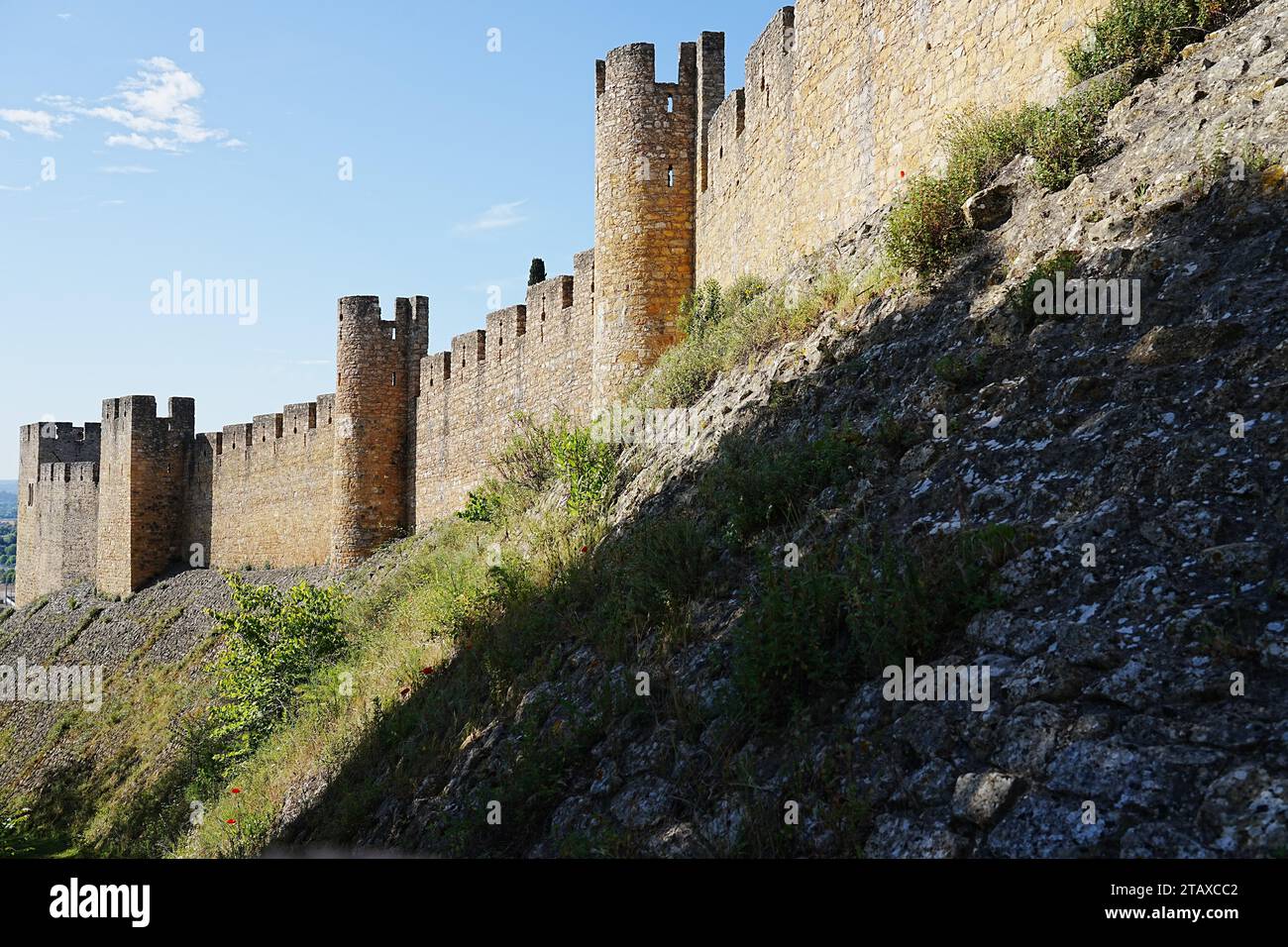 Defensive walls of convent of Christ in European TOMAR city at Santarem ...