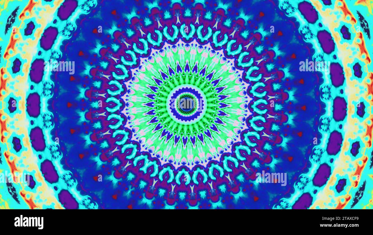 Mandala circle neon kaleidoscope color round shape Stock Photo - Alamy