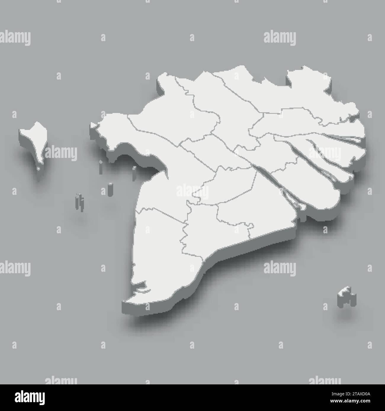 3d isometric map Mekong River Delta Region of Vietnam, isolated with shadow Stock Vector Image ...