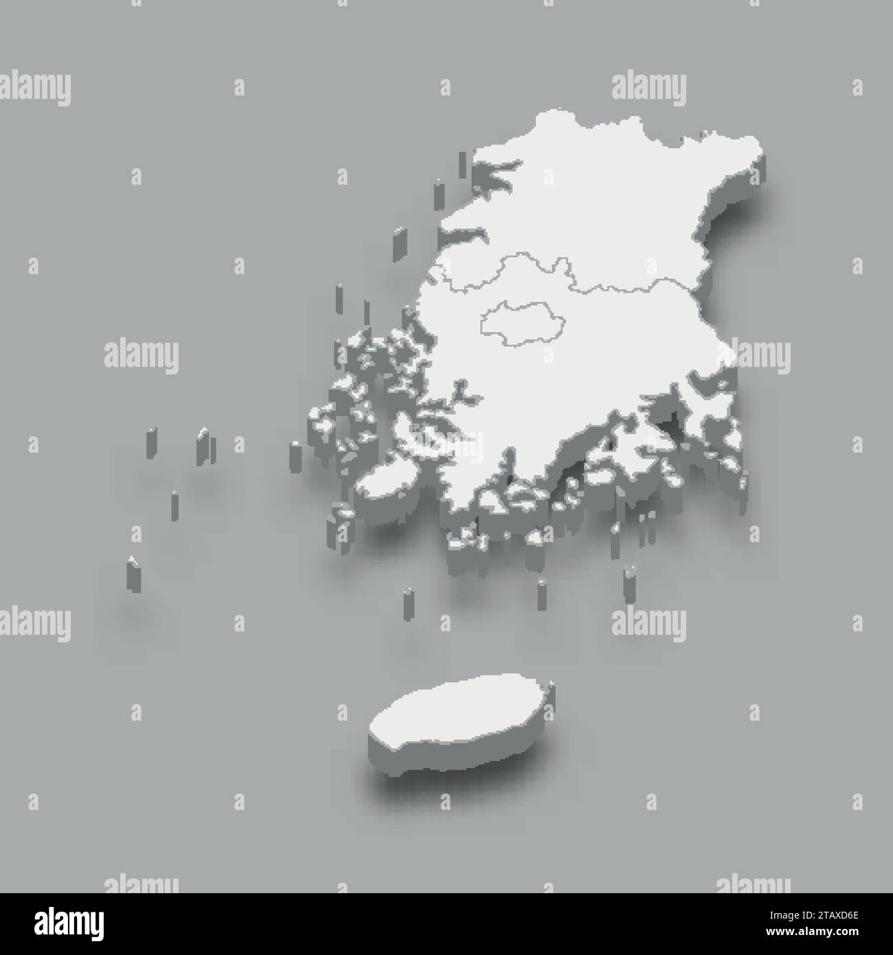 3d isometric map Honam Region of Korea, isolated with shadow Stock ...