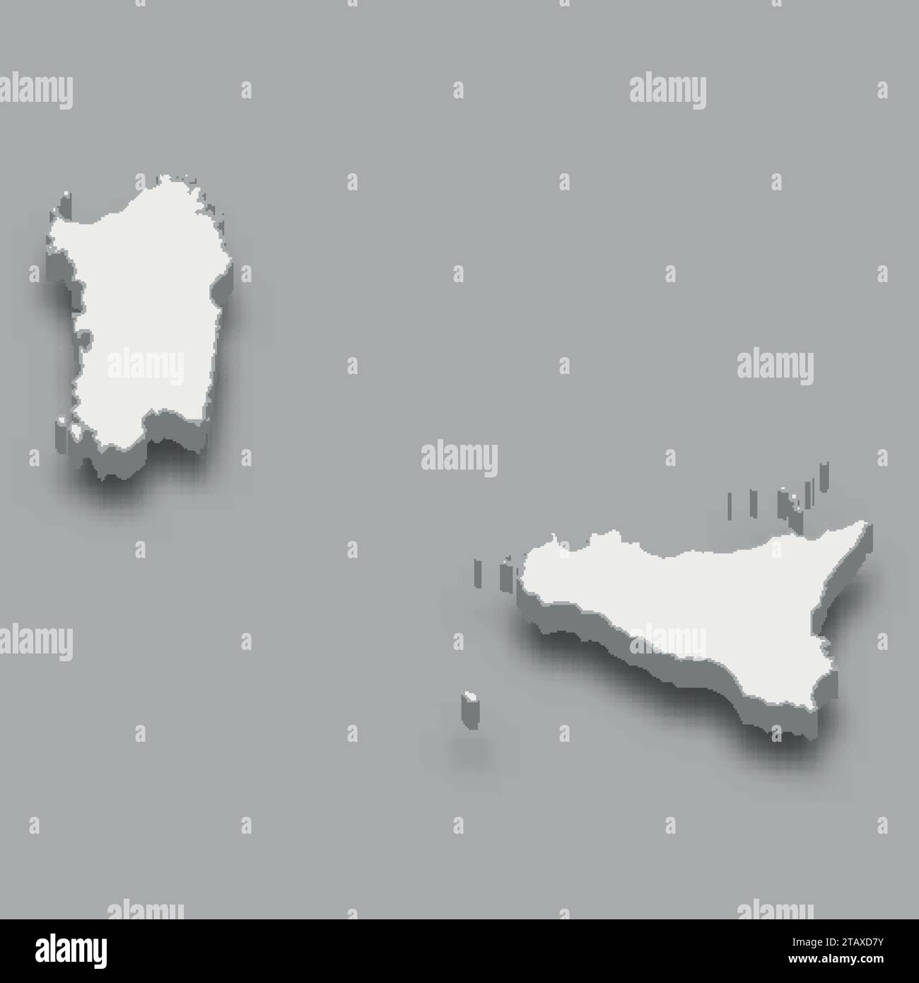 3d isometric map Islands Region of Italy, isolated with shadow Stock ...