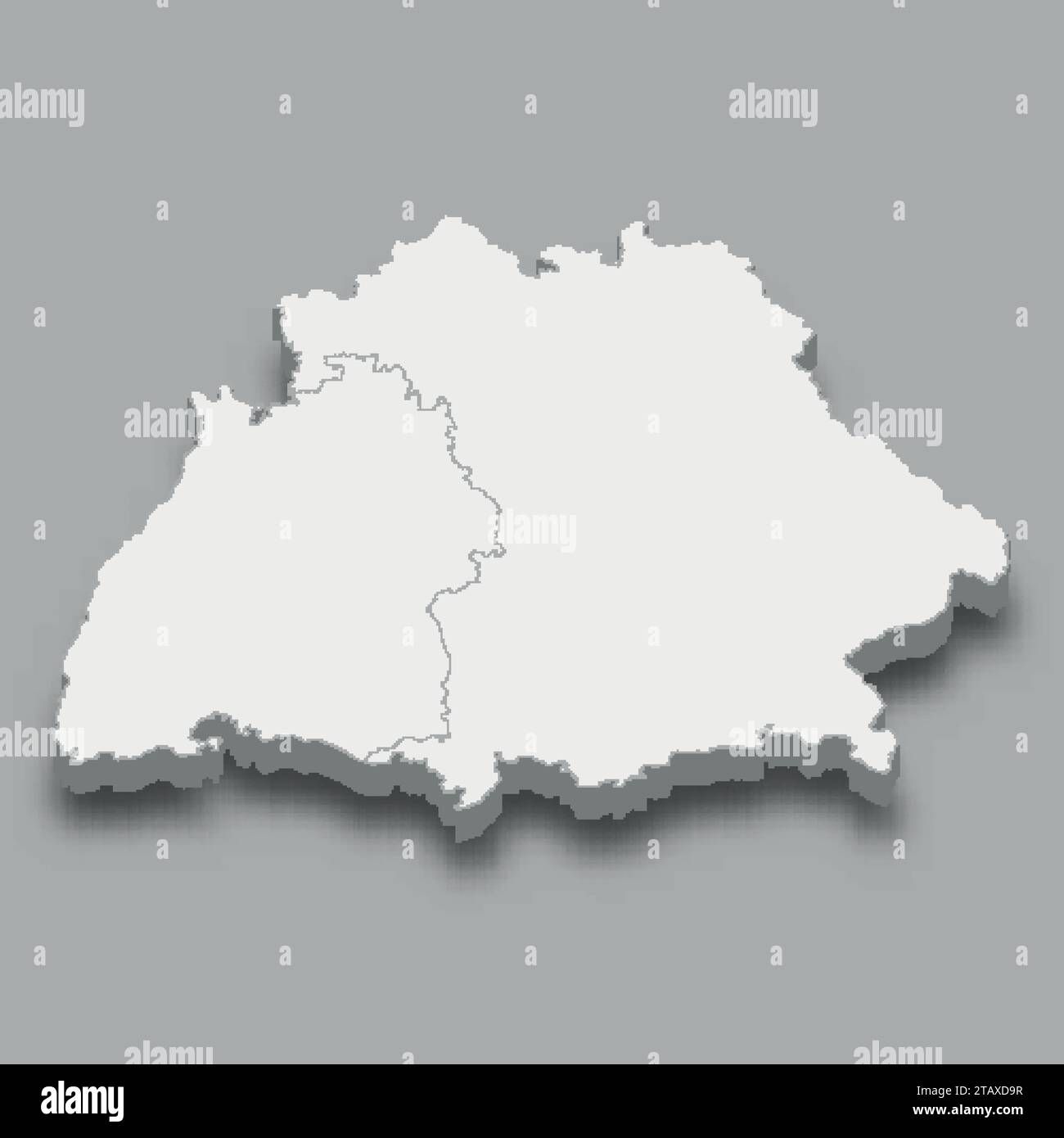 3d isometric map Southern Region of Germany, isolated with shadow Stock ...