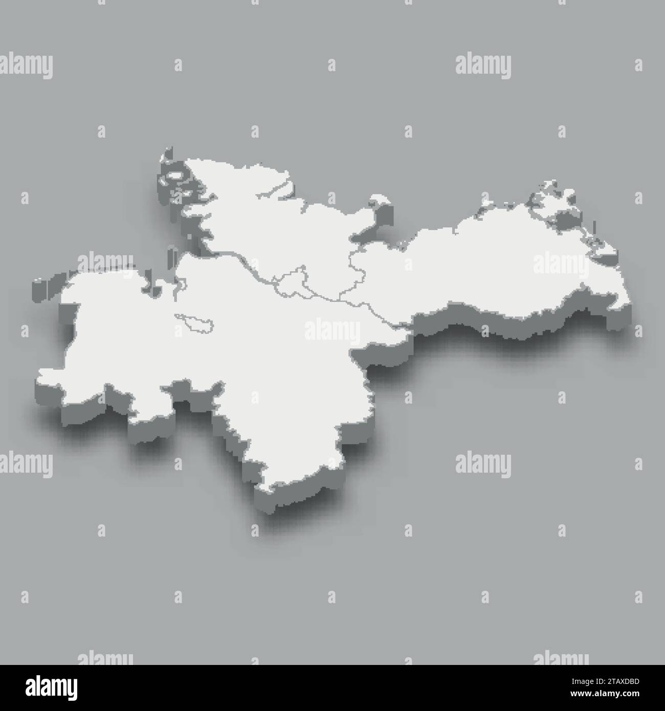 3d isometric map Northern Region of Germany, isolated with shadow Stock ...