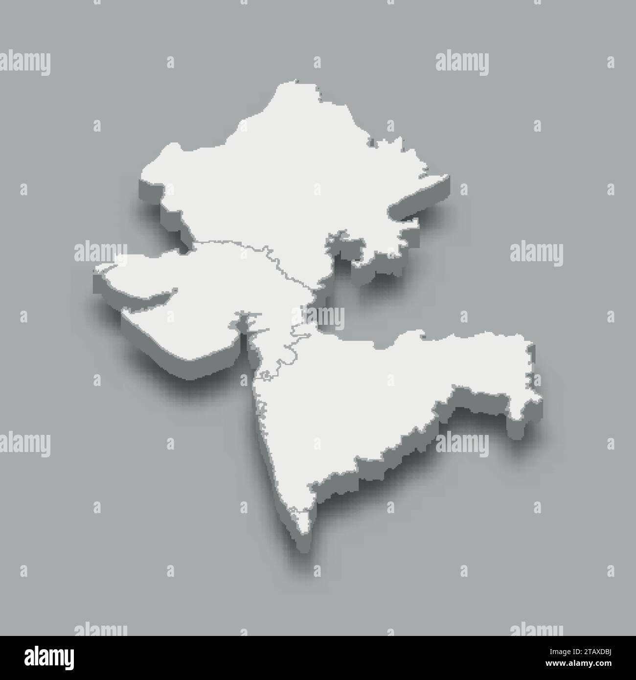 3d isometric map Western Region of India, isolated with shadow Stock ...