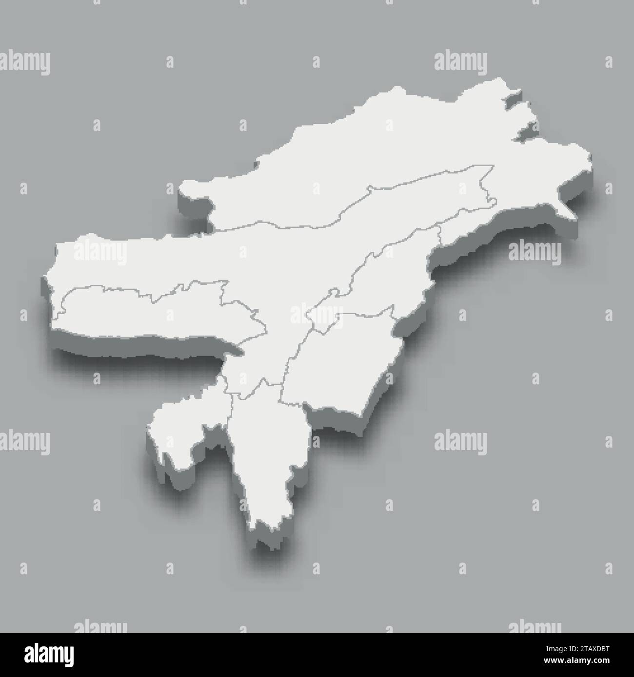 3d isometric map North Eastern Region of India, isolated with shadow Stock Vector Image & Art ...
