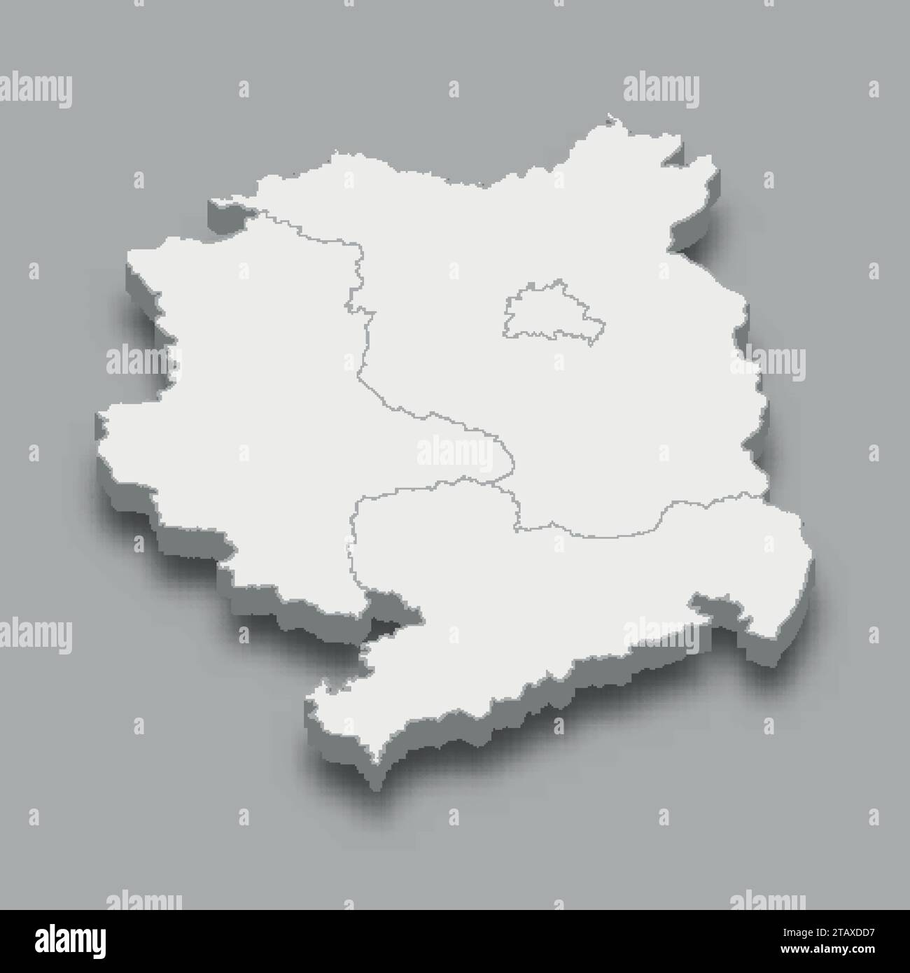 3d isometric map Eastern Region of Germany, isolated with shadow Stock ...